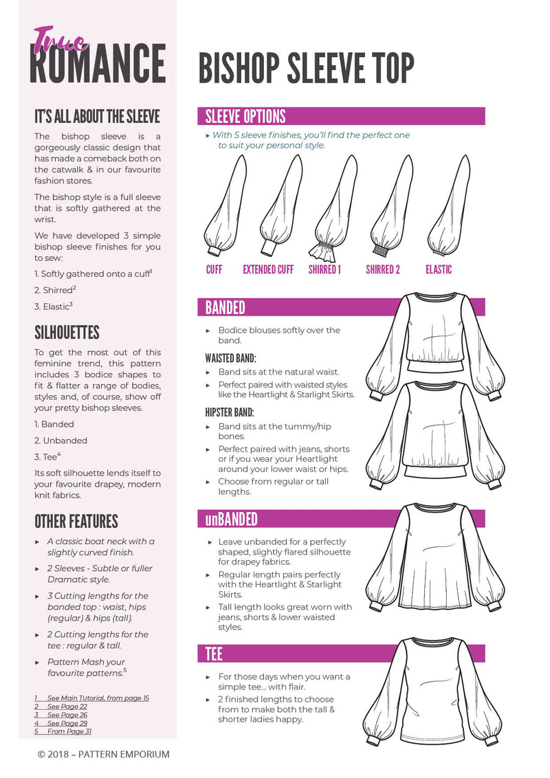 True Romance Bishop Sleeve Top - Pattern Emporium