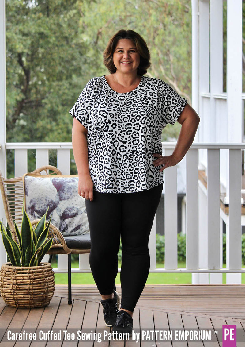 Cuffed t-shirt with dolman sleeve & cuff sewing pattern - PATTERN EMPORIUM