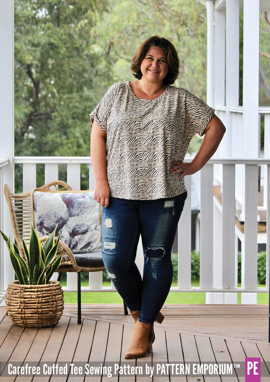 Cuffed t-shirt with dolman sleeve & cuff sewing pattern - PATTERN EMPORIUM