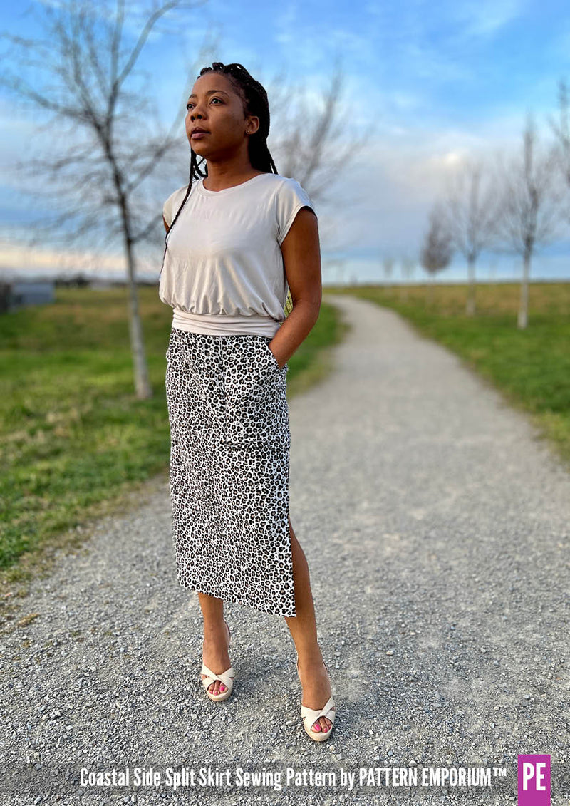 Coastal Side Split Skirt - PATTERN EMPORIUM
