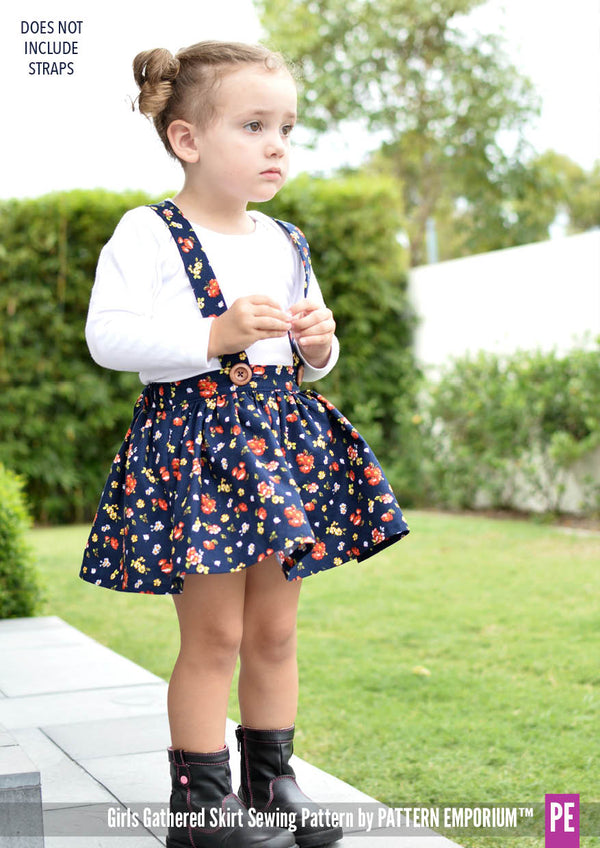 Girls Flat Front Gathered Skirt Sewing Pattern - Pattern Emporium