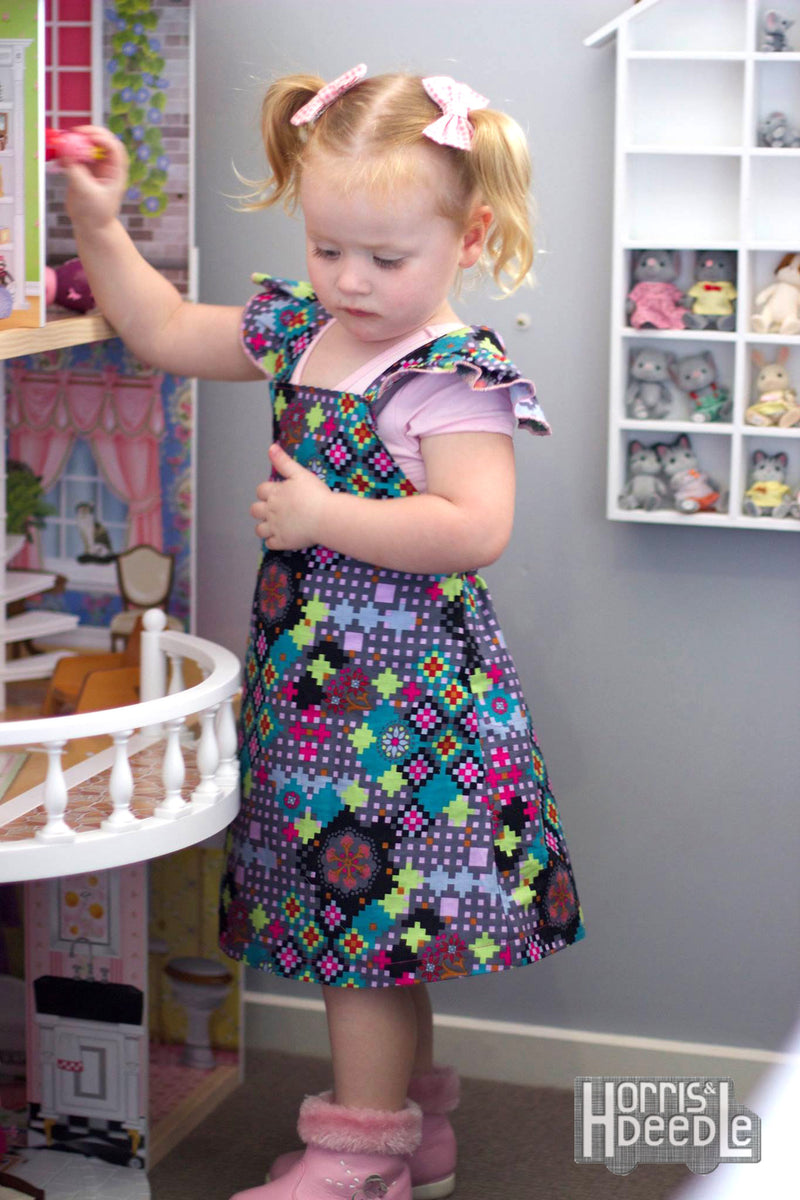 Girls Pinafore Dress Sewing Pattern including Patchwork - Pattern Emporium