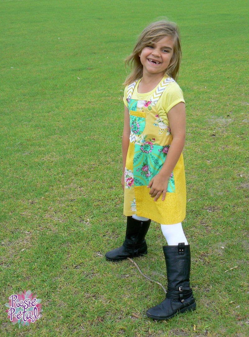 Girls Pinafore Dress Sewing Pattern including Patchwork - Pattern Emporium