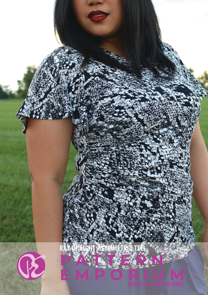 Ray of Light Asymmetric Fitted Tee - Pattern Emporium