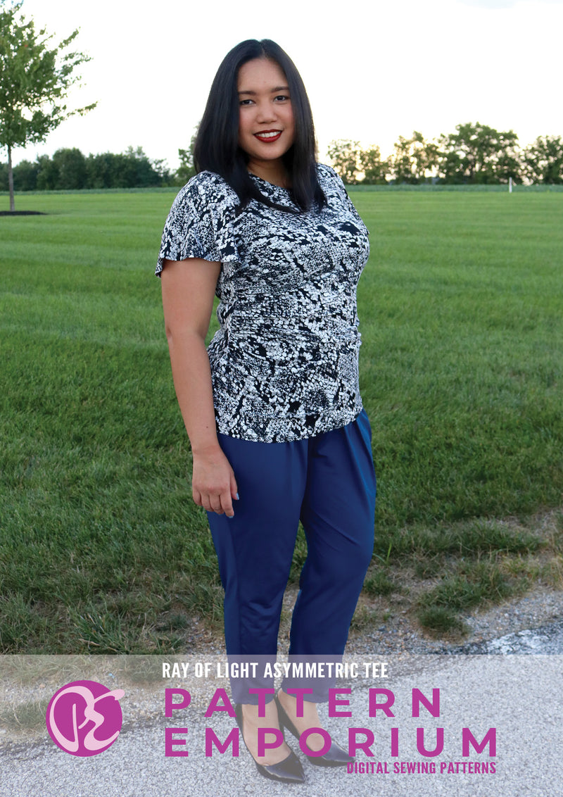 Ray of Light Asymmetric Fitted Tee - Pattern Emporium