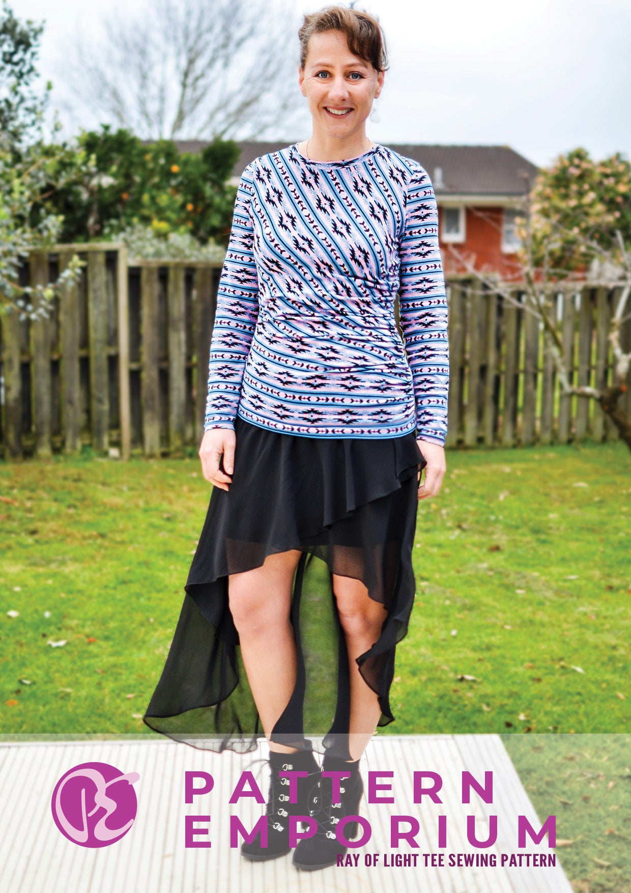 Ray of Light Asymmetric Fitted Tee - Pattern Emporium