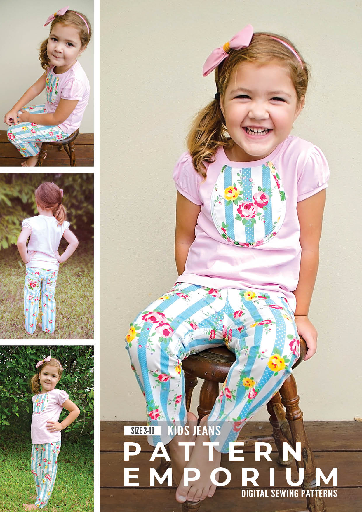 PDF Pattern: Kids Straight Leg Jeans Sewing Pattern - Pattern Emporium
