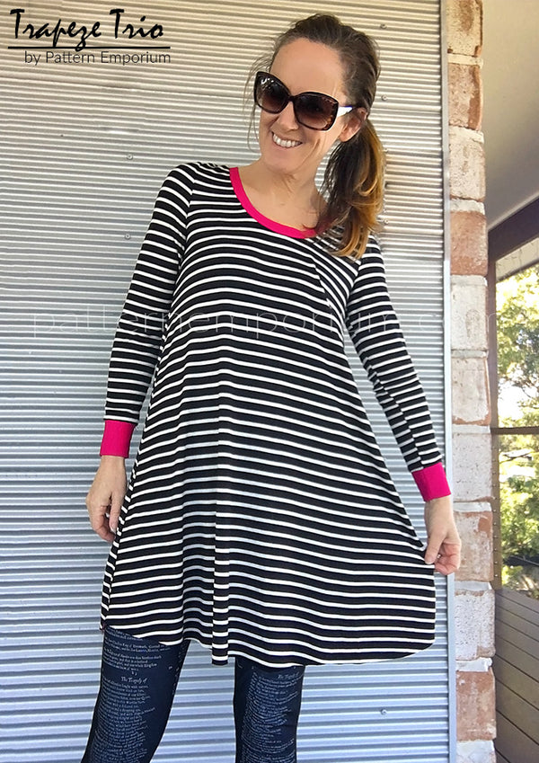 Ladies swing style long top, tunic & dress sewing pattern for stretch ...