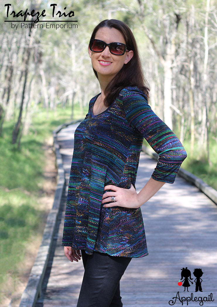 Ladies swing style long top, tunic & dress sewing pattern for stretch ...